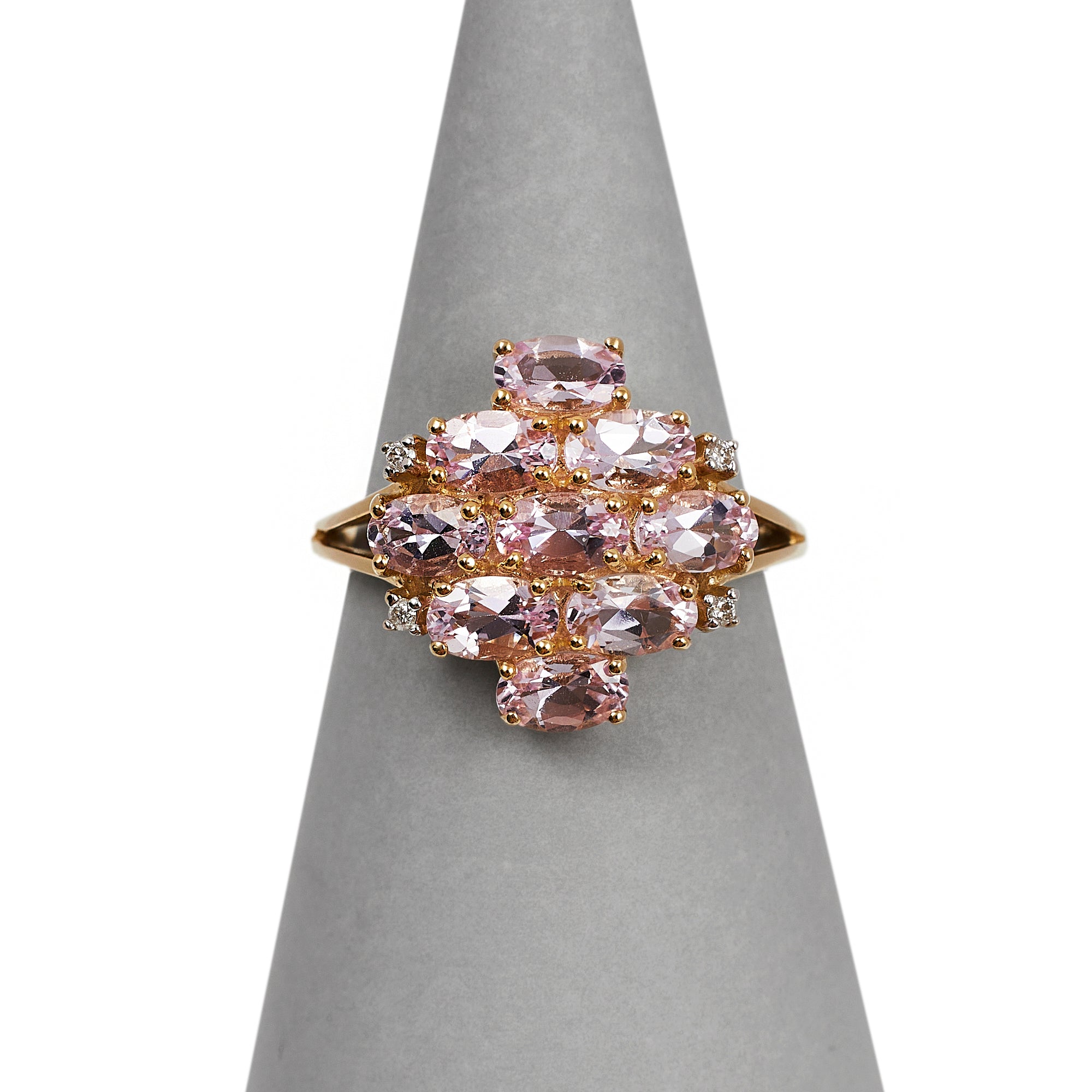 Pre-Owned 9ct Gold Kunzite & Diamond Ring