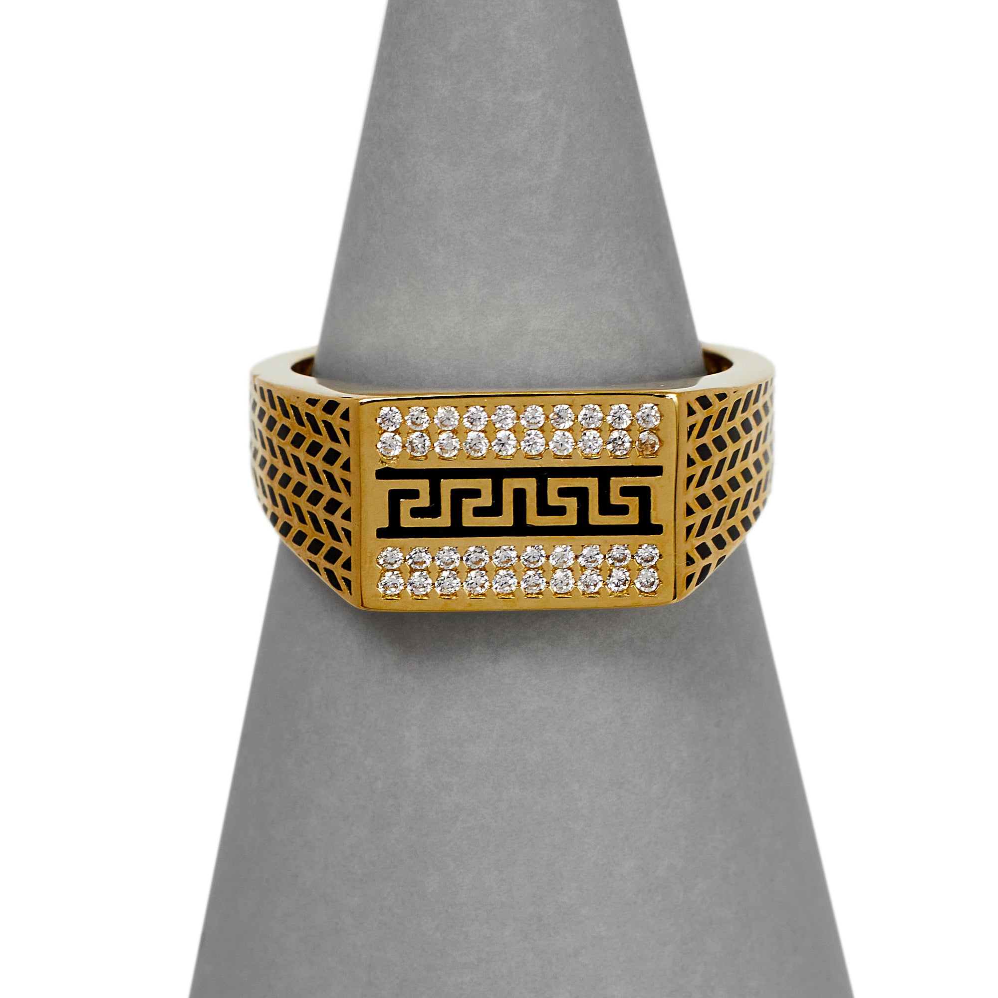 Pre-Owned 14ct Gold CZ Greek Key Signet Ring – Charles Fish