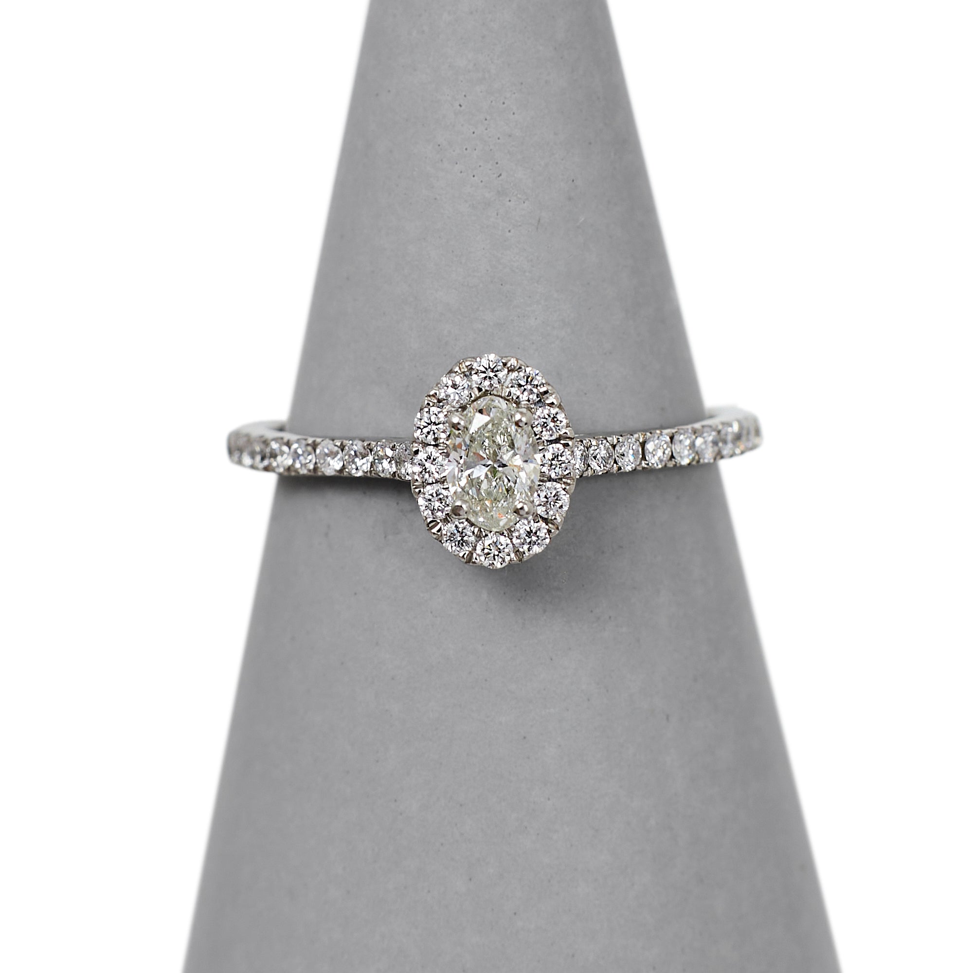 Pre-Owned Platinum & Oval Diamond Cluster Engagement Ring