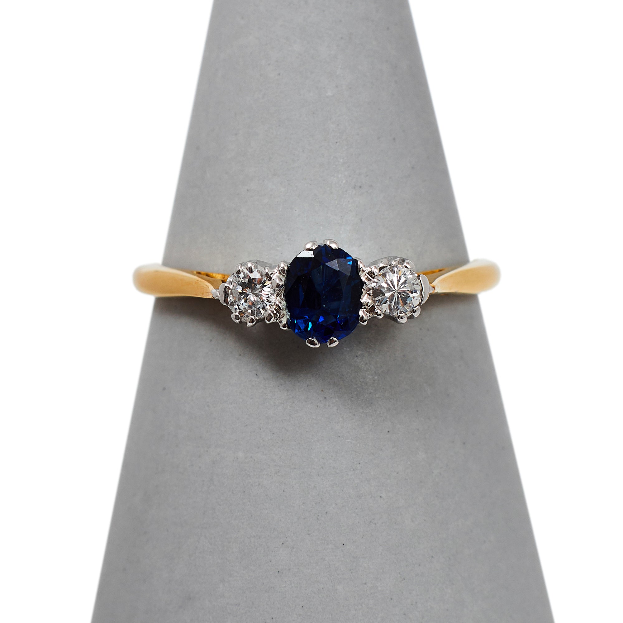 Pre-Owned 18ct Gold Sapphire & Diamond Vintage Style Ring