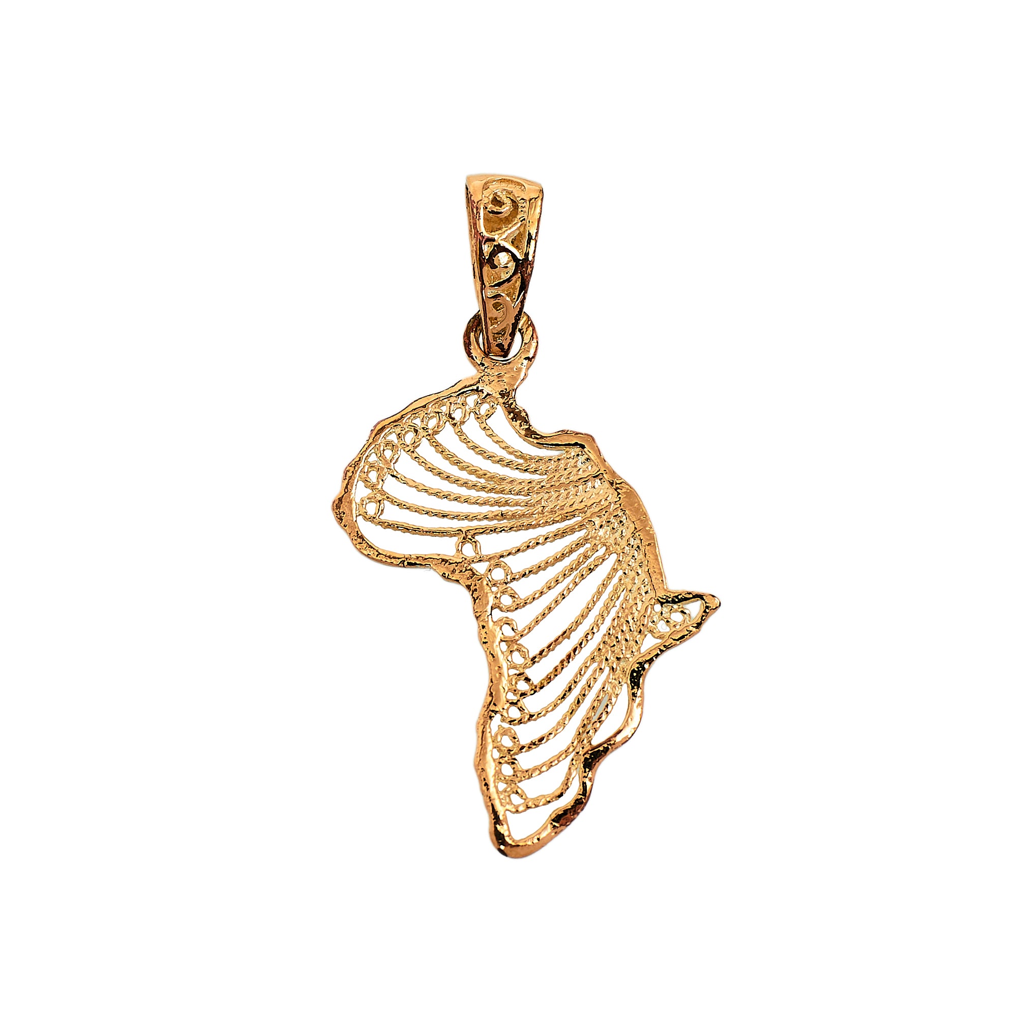 Pre-Owned 9ct Gold Filigree Map of Africa Pendant