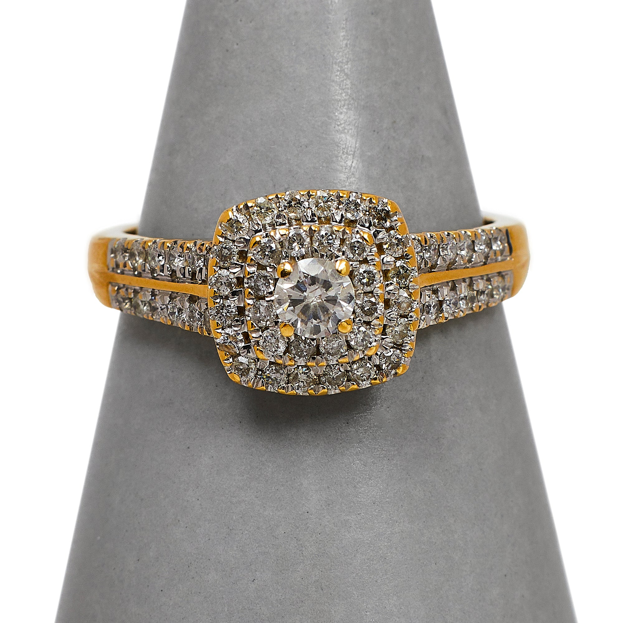 Pre-Owned 18ct Gold Square Diamond Cluster Ring Size S