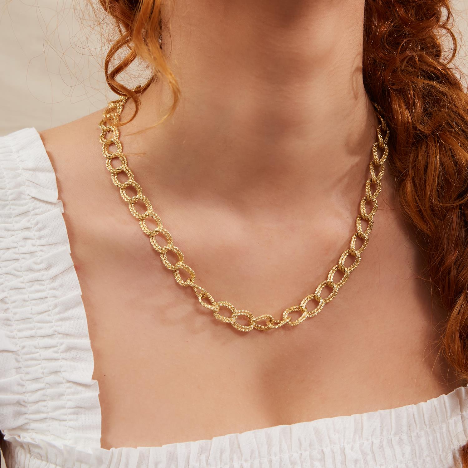 Pre Owned 18ct Gold Twist Link Double Curb Necklace Charles Fish
